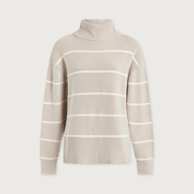 Varley Women's Striped Turtleneck Sweater - Cream/White – Open Court