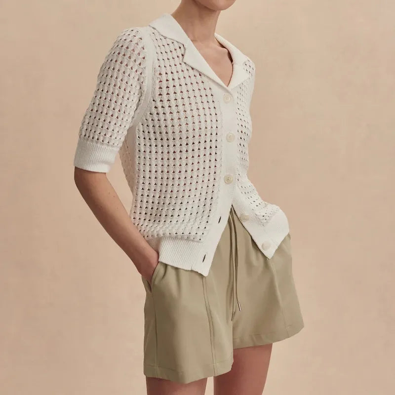 Varley Ellie Knit Shirt - White – Open Court