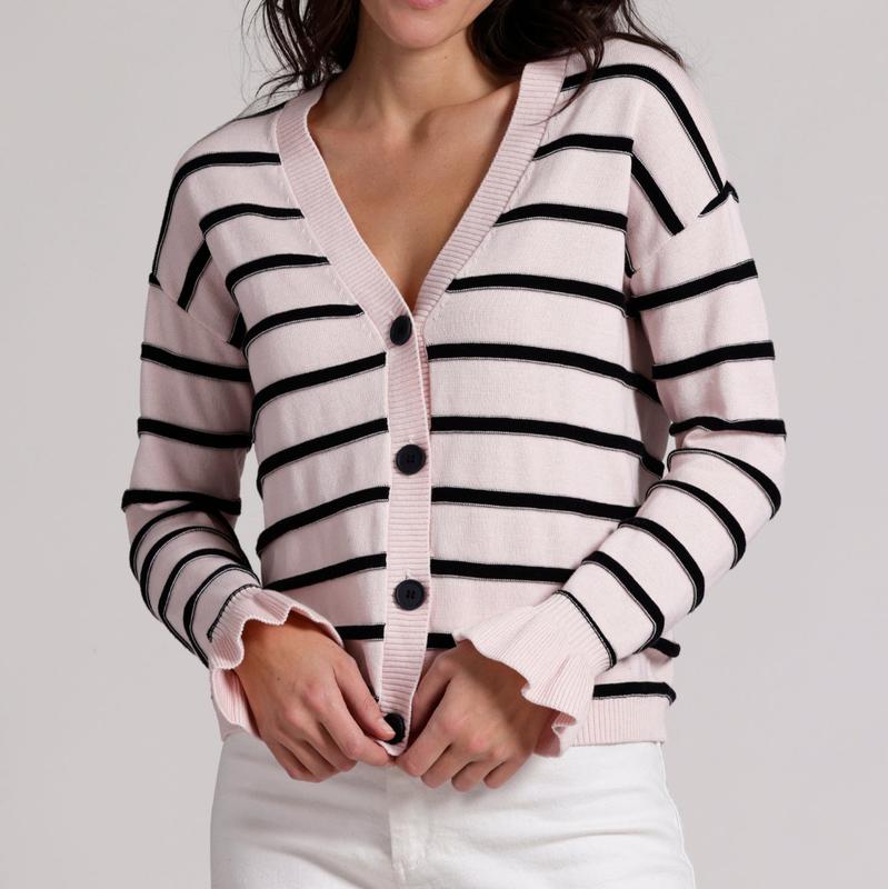 Minnie Rose Stripe Cardigan - Pink/Black – Open Court