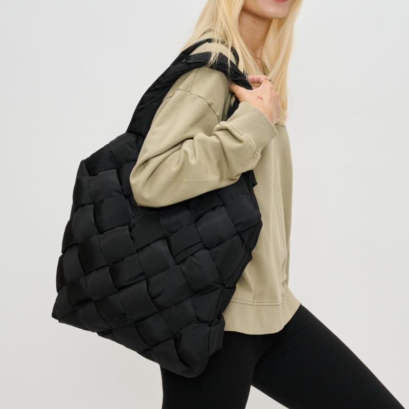 Sol and Selene Women's Woven Nylon Tote Bag - Black – Open Court